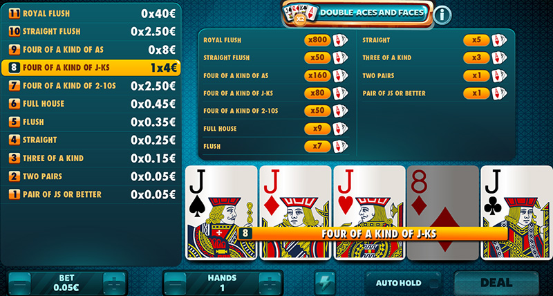 DOUBLE ACES AND FACES - RED RAKE GAMING > GAMES > VIDEO POKERS