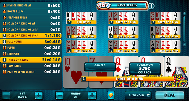 FIVE ACES - RED RAKE GAMING > GAMES > VIDEO POKERS