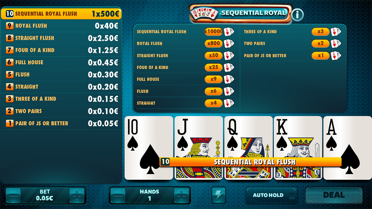 SEQUENTIAL ROYAL - RED RAKE GAMING > GAMES > VIDEO POKERS